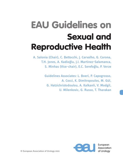 Eau Guidelines On Sexual And Reproductive Health 2021 Pdf