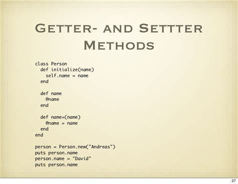 Getter And Settter Methods Class