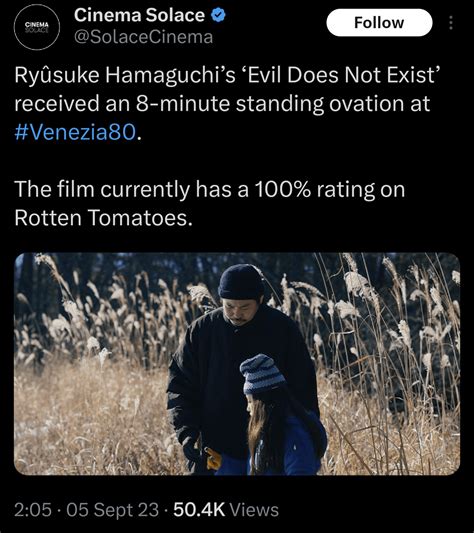 Evil Does Not Exist Received An 8 Minute Standing Ovation Debuts