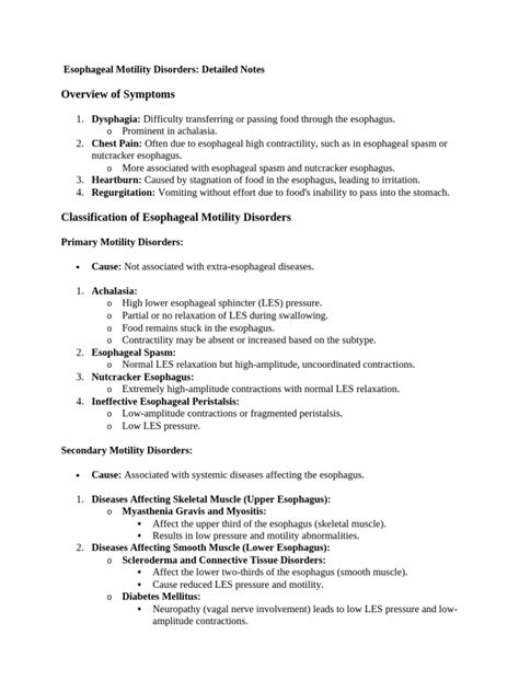 Esophageal Motility Disorders Pdf Esophagus Causes Of Death
