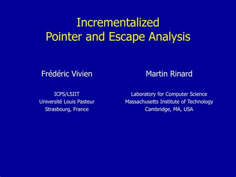 Ppt Incrementalized Pointer And Escape Analysis Powerpoint