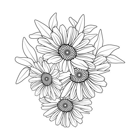 Daisy Flwoer Line Art Daisy Floewr Line Art Bouquet Gerbara Daisy