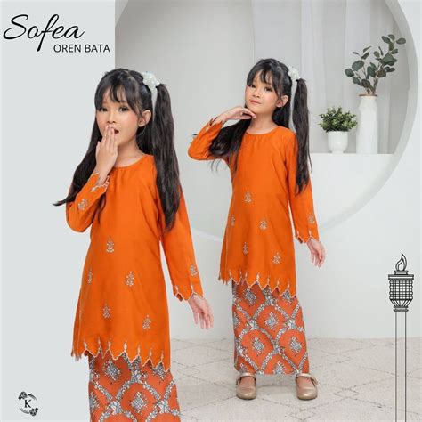 Baju Kurung Oren Bata Oren Bata Cotton Dubai Cale Koss