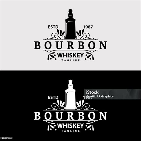 Whiskey Logo Design Old Drink Bottle Simple Style Retro Vintage Bar