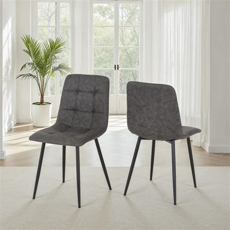 400 402 152 Fenton Chair Box Of 2 Dark Grey Suede Fabric