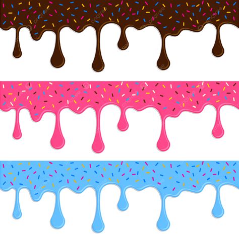 Tiga Set Coklat Leleh Dengan Warna Coklat Pink Dan Biru Vektor Coklat Meleleh Meleleh Set