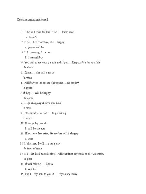 exercise conditional type 1 pdf