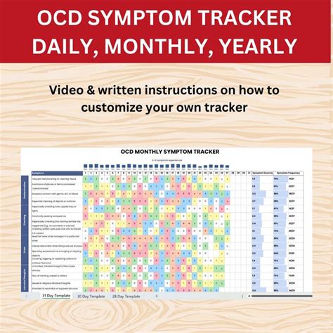 Ocd Symptom Tracker Spreadsheet Ocd Symptom Tracking Excel Obsessed Obsession Obsessive