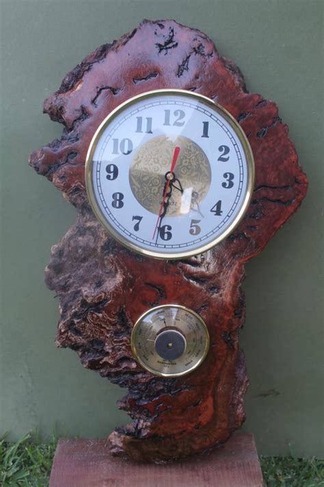 Redgum Burl Clock With Barometer Hunter Valley Custom Pens