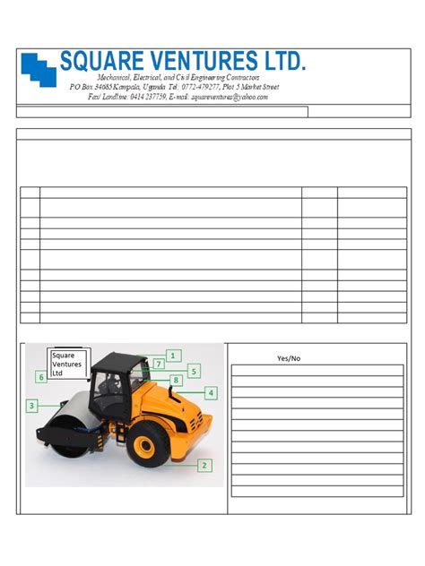 Earth Compactor Roller Inspection Checklist Pdf