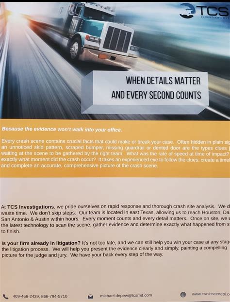 Michael R Depew Investigator Wreck Reconstruction Forensics Telematics Expert 35 Years