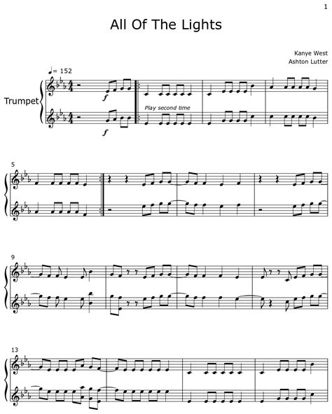 All Of The Lights Sheet Music For Trumpet