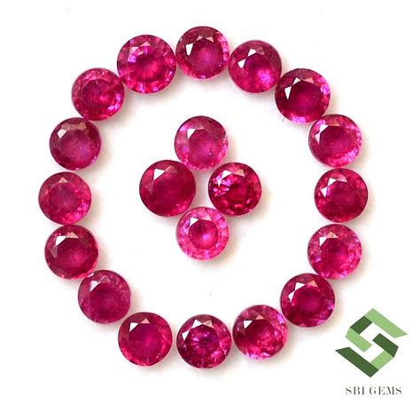 375 Mm To 4 Mm Natural Ruby Round Cut Lot 20 Pcs 688 Cts Faceted Calibrated Loose Gemstones Gf