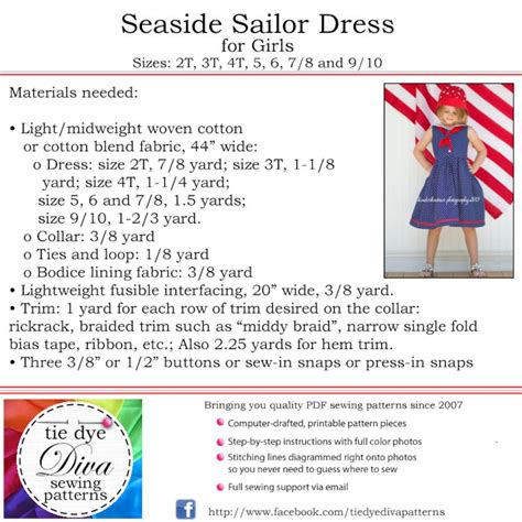Sailor Dress Pattern Pdf Sewing Pattern Girls Sailor Collar Dress 2