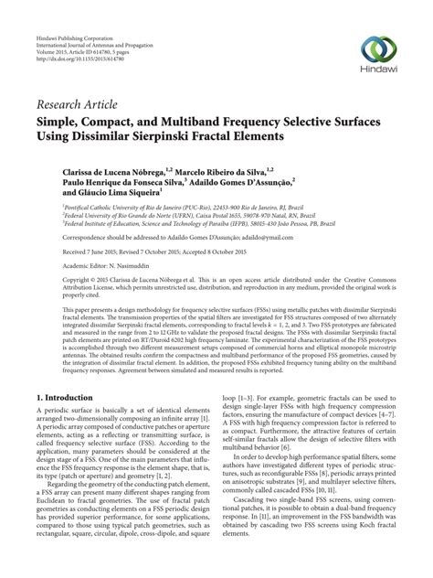 Pdf Simple Compact And Multiband Frequency Selective Surfaces Using