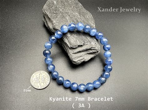 Natural Blue Kyanite Braceletaaa 6mm 7mm Brazilian Kyanite Round