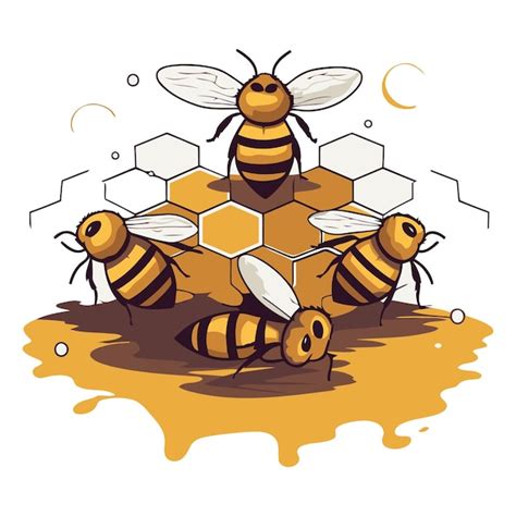 Los Panales Y Las Abejas De Los Panales Y De Las Abejas Vector Premium