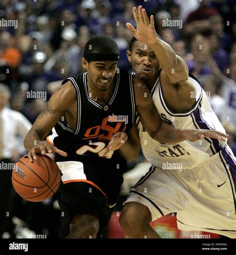 Oklahoma State Guard Jameson Curry Left Is Pressured By Kansas State Guard Lance Harris During