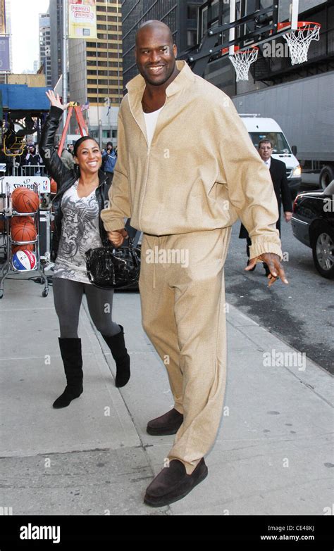 Shaquille Oneal And Nicole Alexander Outside The Ed Sullivan Theater