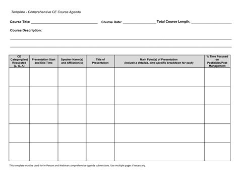 California Comprehensive Ce Course Agenda Template Fill Out Sign