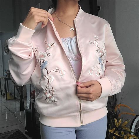 Pink Bomber Jacket💗 ° Model Is 51 Bust Depop