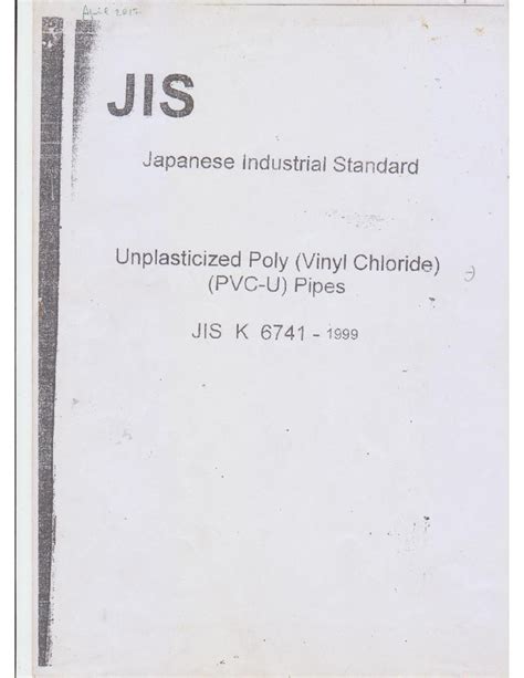 Jis K 6741 1999 Jis Standard April 2012 Jis Japanese Industrial