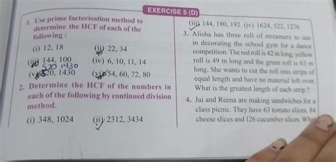 Use Prime Factorization Method To Determine The Hcf Of Each Of The Follow
