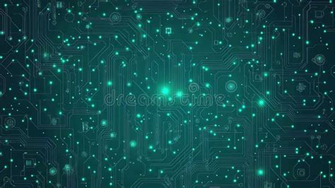 Glowing Circuit Board Network Data Flow Tech Background Abstract