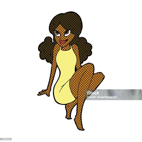 Comic Cartoon Attractive Woman Posing Stock Illustration Download