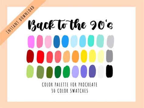 Procreate Color Swatches Back To The S Color Palette Etsy
