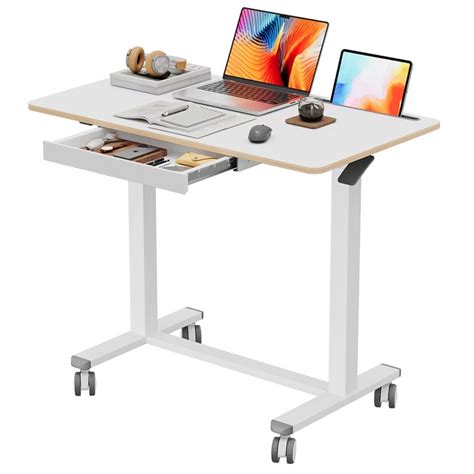 Spaceergo Mobile Standing Desk 35inch Small Standing Desk With Drawer