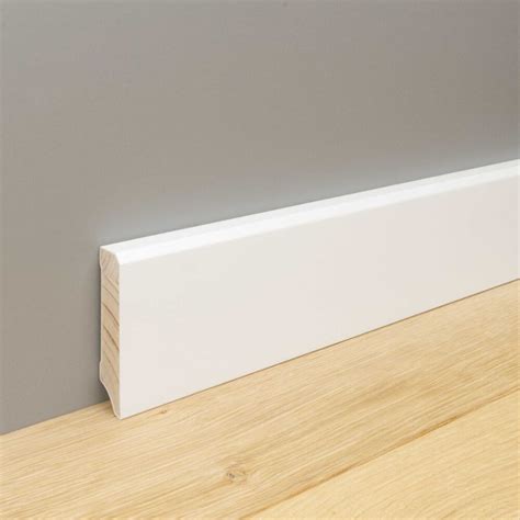 Trevendo® Sockelleiste Massiv Gefast Weiß Lackiert 16 X 58 X 2400 Mm