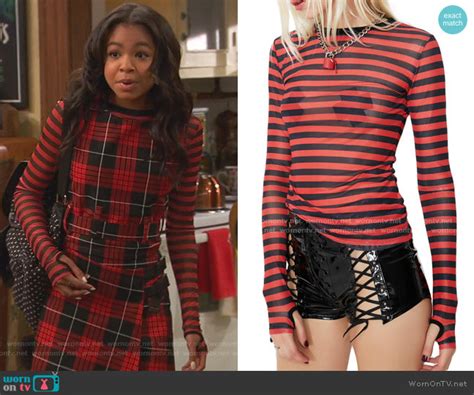 Wornontv Nias Red Plaid Top And Skirt On Ravens Home Navia Robinson