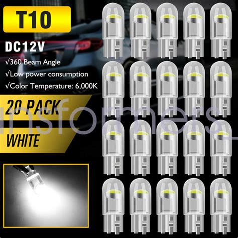20x Super White T10 194 168 W5w 2825 Led License Plate Interior Light