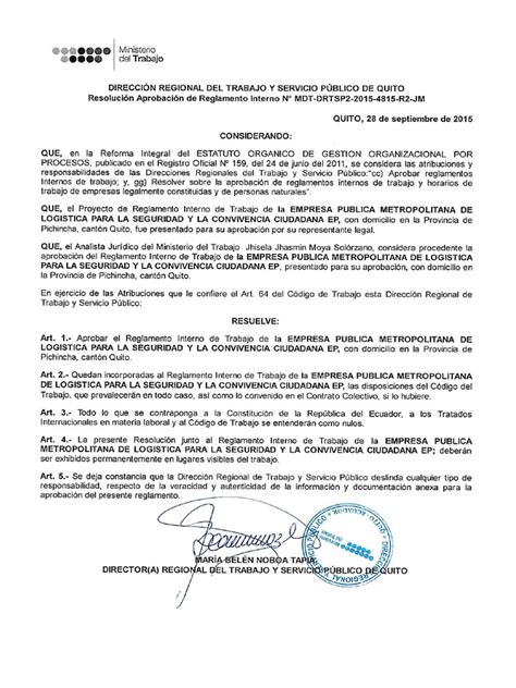 Reglamento Interno De Trabajadores Pdf