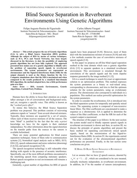 Pdf Blind Source Separation In Reverberant Environments Using Genetic