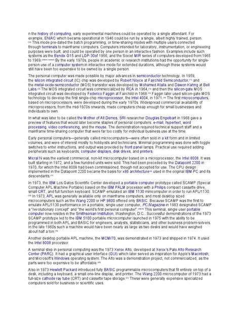 history of pc pdf personal computers microcomputers