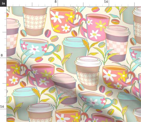Candy Colored Coffee Cups Fabric Spoonflower