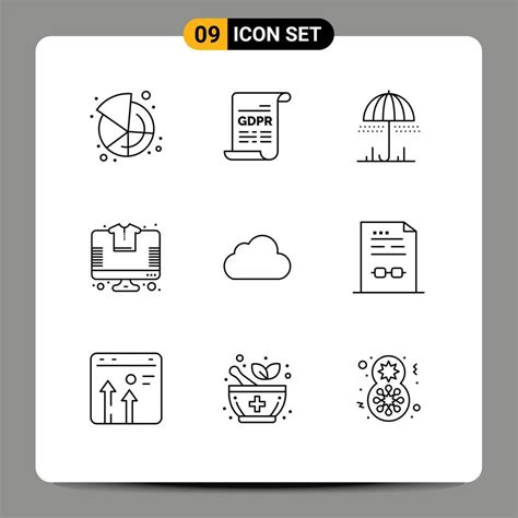 9 User Interface Outline Pack Of Modern Signs And Symbols Of Data Tshirt Rain Store Online