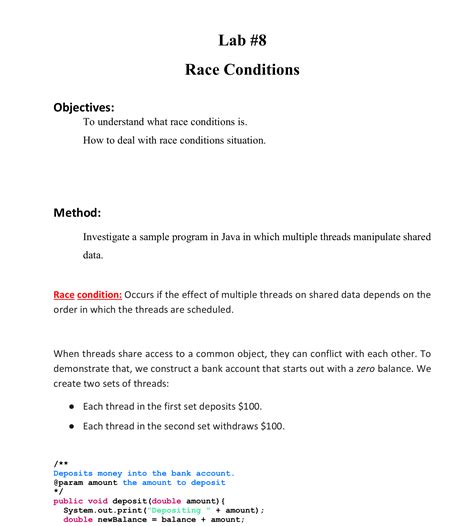 Solved Lab 8race Conditionsobjectivesto Understand What