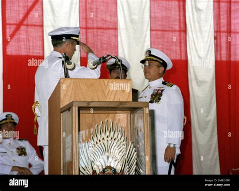 Commander Cdr Theodore J Meserve Is Being Relieved By Cdr Thomas W White As Commanding