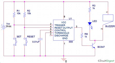 Panic Alarm Circuit Diagram Using 555 Timer Ic
