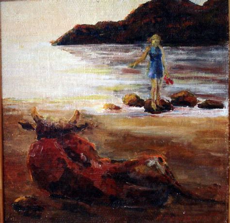 Пейзаж с красным быком - Изобразительное искусство - Масло, акрил