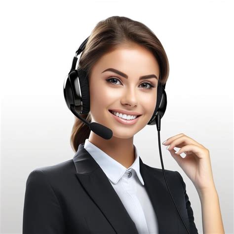 Premium Ai Image Smiling Woman Wearing A Headset And A Microphone
