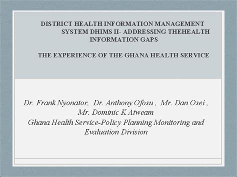 District Health Information Management System Dhims Ii Addressing