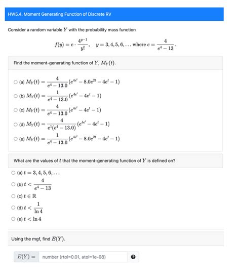 solved hw5 4 moment generating function of discrete rv