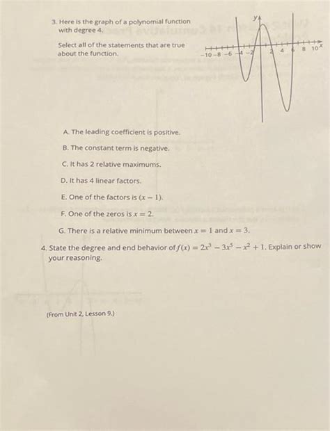 Solved Unit 2 Lesson 14 Cumulative Practice Problems 1 We