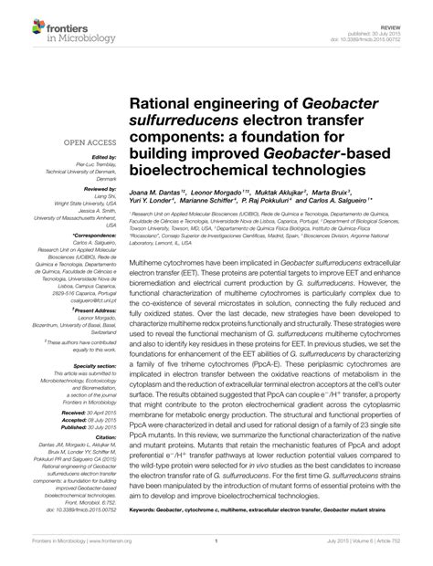Pdf Rational Engineering Of Geobacter Sulfurreducens Electron