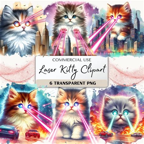 Laser Kitty Clipart Png Bundle Funny Kitten Clipart Kitty Clipart Cat Clipart Funny Cat