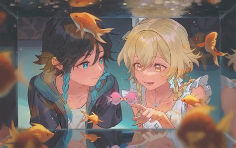 Lumine And Venti Genshin Impact Drawn By Fridaynightcat Danbooru